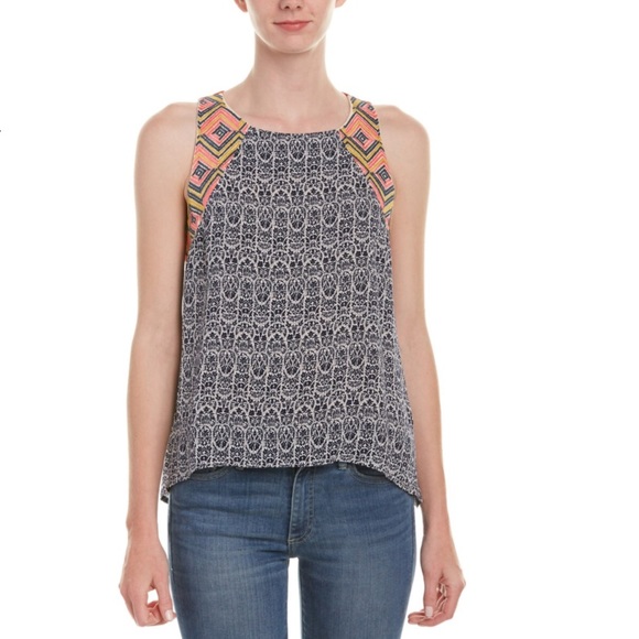 THML | Tops | Thmlmixed Print Embroidered Splitback Tanks | Poshmark